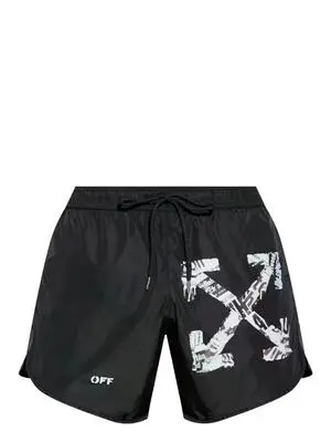 Off-White Arrow-print Swim Shorts - Black