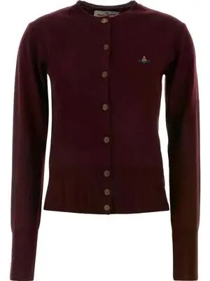 VIVIENNE WESTWOOD Orb-Embellished Virgin Wool Cardigan Red