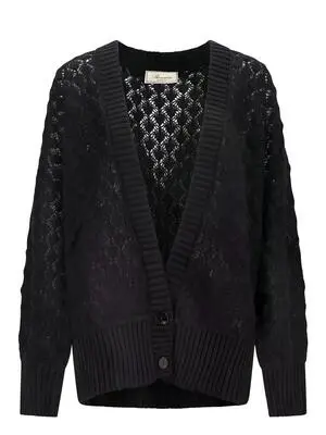 Blumarine Open-knit Buttoned Cardigan - Black