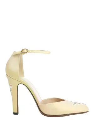 Valentino Garavani Floral-embroidered Ankle-strap Pumps - Yellow