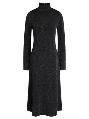 JOSEPH Metallic Merino Wool-blend Turtleneck Midi Dress - Black