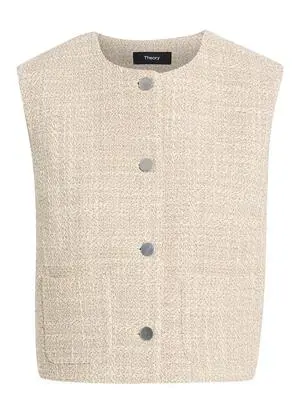 Theory Cropped Cotton-blend Tweed Vest - Beige