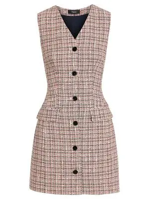 Theory Cotton-blend Tweed Mini Dress - Pink