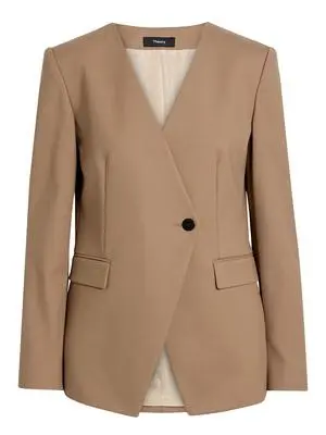 Theory Double-breasted Crepe Blazer - Light Brown