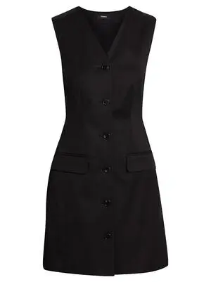 Theory Cotton-blend Twill Mini Dress - Black