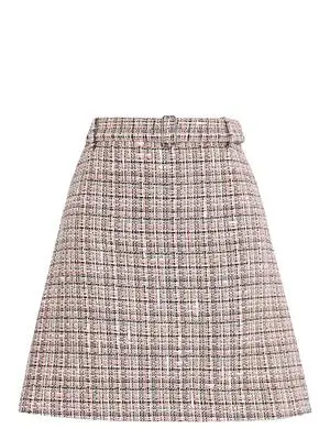 Theory Belted Cotton-blend Tweed Mini Skirt - Pink
