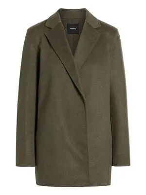Theory Wool And Cashmere-blend Felt Blazer - Army Green