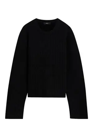 Theory Ribbed Wool And Cashmere-blend Sweater - Black
