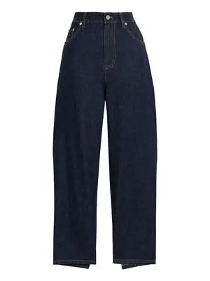 Tibi Cropped High-Rise Straight-Leg Jeans Dark Denim