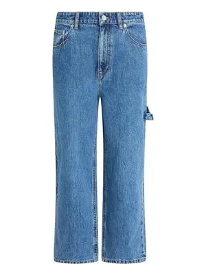Tibi Cropped High-rise Straight-leg Jeans - Mid Denim