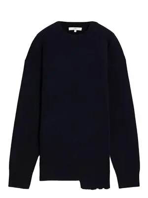 Tibi Anna Cutout Wool-blend Sweater - Navy