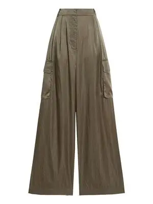 Tibi Stella Pleated Wide-leg Pants - Army Green
