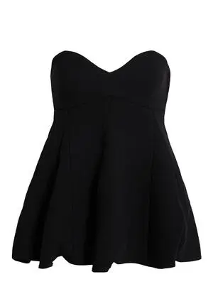 Tibi Melee Strapless Crepe Peplum Top - Black
