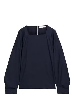 Tibi Draped Lyocell-blend Twill Top - Navy