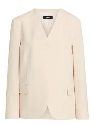 Theory Wool-blend Open-front Blazer - Cream