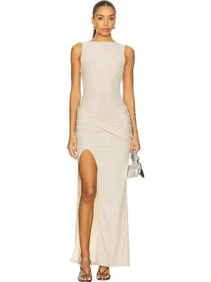 Superdown Zixuan Maxi Dress In Metallic - Silver