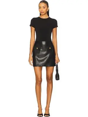 Alice + Olivia Sydney Faux Leather A-line Dress With Pocket - Black