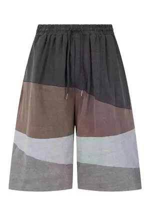 STUDIO TOMBOY Color-block Wave Pattern Shorts - Grey