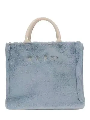 Marni Fur-trimmed Tote Bag - Blue