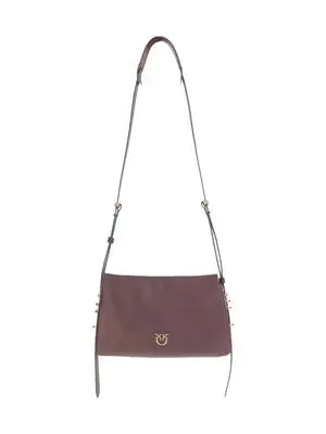 Pinko Logo-Detail Calfskin Crossbody Bag Red
