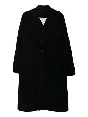 DEVOA Buttoned Wool Coat - Black