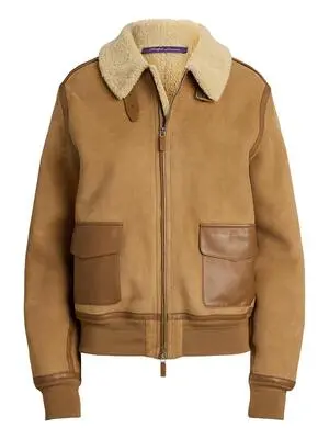 Ralph Lauren Shearling Bomber Jacket - Beige