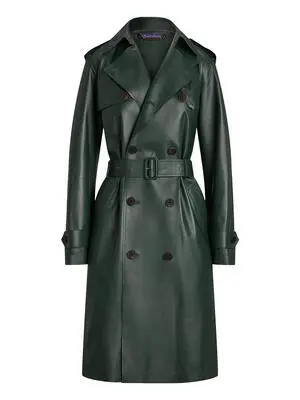 Ralph Lauren Leather Trench Coat - Green