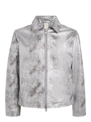 SUNFLOWER Snakeskin-Embossed Leather Jacket