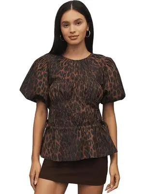 DAMSON MADDER Hadley Short-sleeve Blouse - Leopard