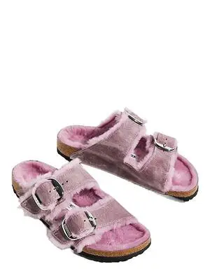 BIRKENSTOCK Arizona Big Buckle Shearling Sandals - Lavender Oiled Leather
