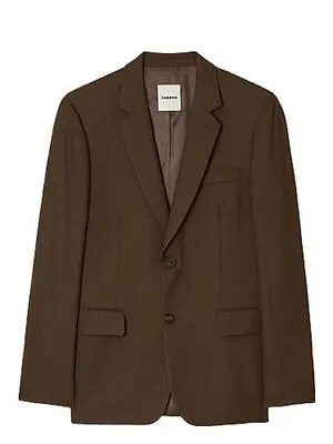 Sandro Notched-lapel Long-sleeve Wool Suit Jacket - Tobacco Brown