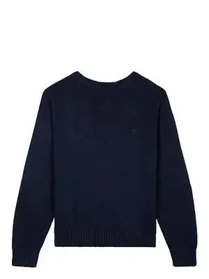 The Kooples Boat-neck Cotton-wool Blend Jumper - Navy