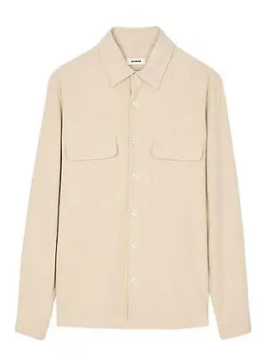 Sandro Flap-pocket Flannel Cotton Shirt - Beige