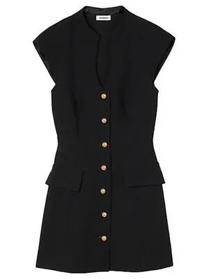 Sandro Buttoned Knitted Mini Dress - Black