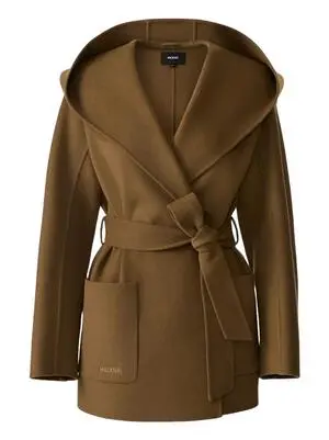 Mackage Wool Wrap Coat With Sash Belt - Otter
