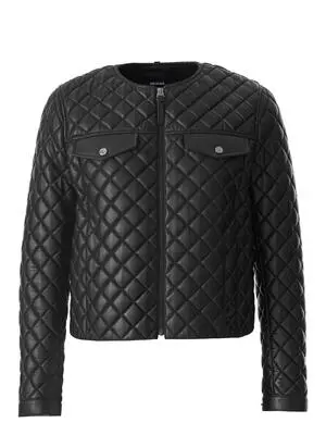 Mackage Lena Quilted Lamb Leather Cropped Jacket - Black