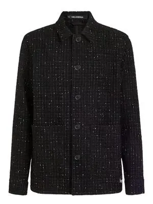 Karl Lagerfeld Notched Tweed Shirt - Black