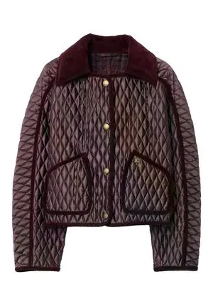 Burberry Quilted Corduroy-trimmed Puffer Jacket - Red