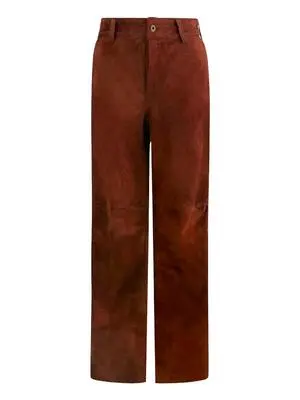 SALVATORE SANTORO Leather Straight Trousers - Brown