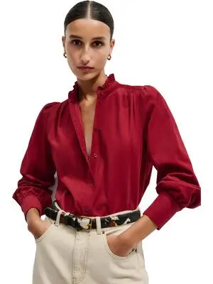 ME+EM Micro Cord Blouse - Intense Red