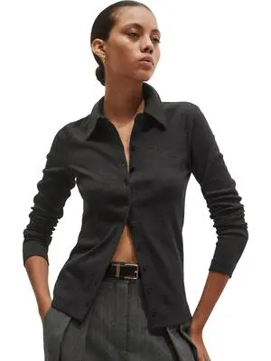 ME+EM Ultimate Rib Shirt - Charcoal Melange