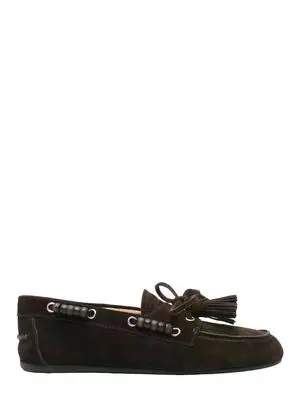 Miu Miu Beaded Tassels Loafers - Brown