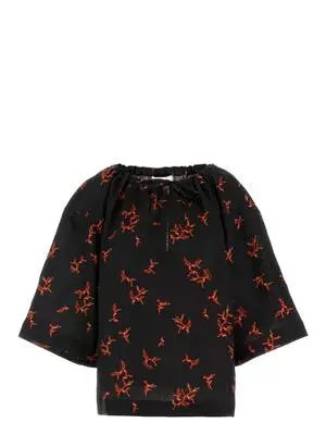 Fendi Printed Linen Blouse - Black