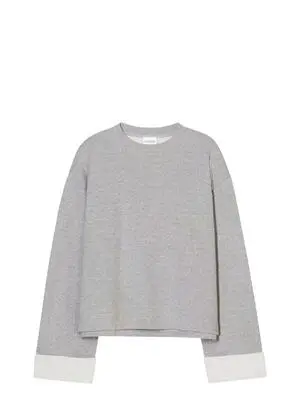Closed Long-sleeve Turn-up Sweatshirt - Grey