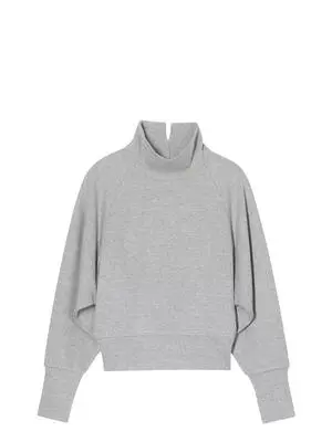 Closed High-neck Cotton Sweatshirt - Grey