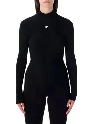COURREGES Reedition Ribbed High-neck Sweater - Black