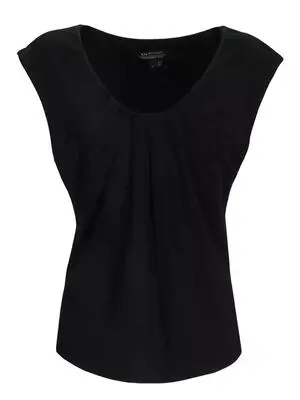 Armani Exchange Pleated Cap-sleeve Top - Black
