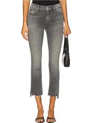 MOTHER The Insider Crop Step Fray Jeans - Grey