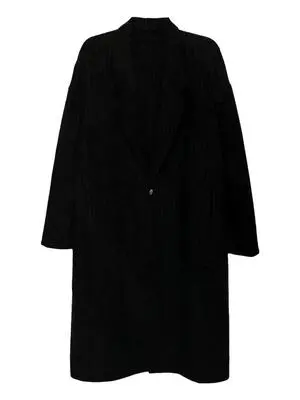 DEVOA Pinstripe Wool Coat - Black