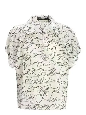 Karl Lagerfeld Script-print Polo-neck Top - White